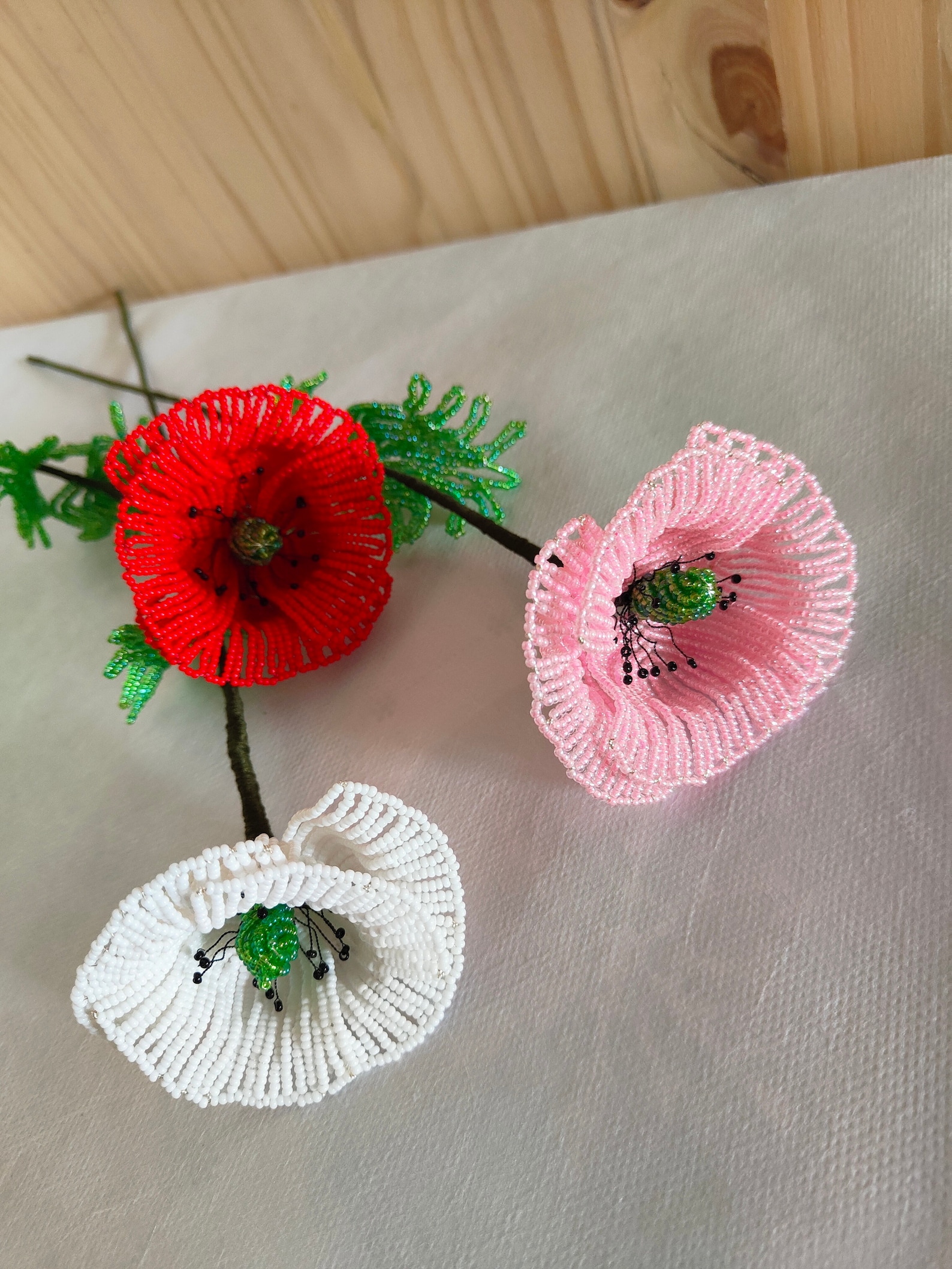 Poppy Flower French Beaded Flowers Artificial Flowers - Etsy