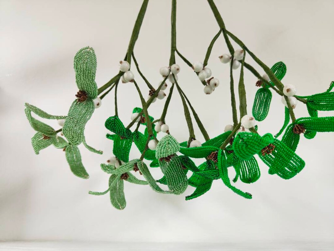 Beaded Mistletoe Branch Ornament: Holiday Decor (45cm) - Etsy
