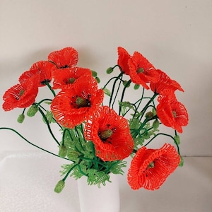 Artificial Poppies French Beaded Flowers Poppy Artificial - Etsy