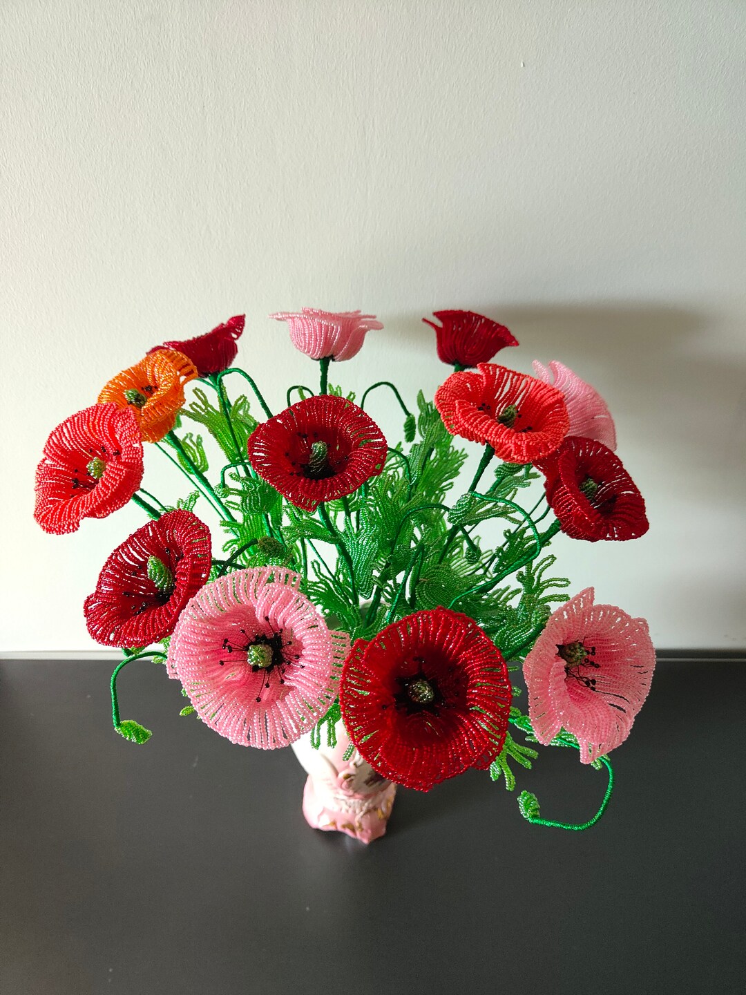 Artificial Poppies French Beaded Flowers Bouquet Flowers - Etsy