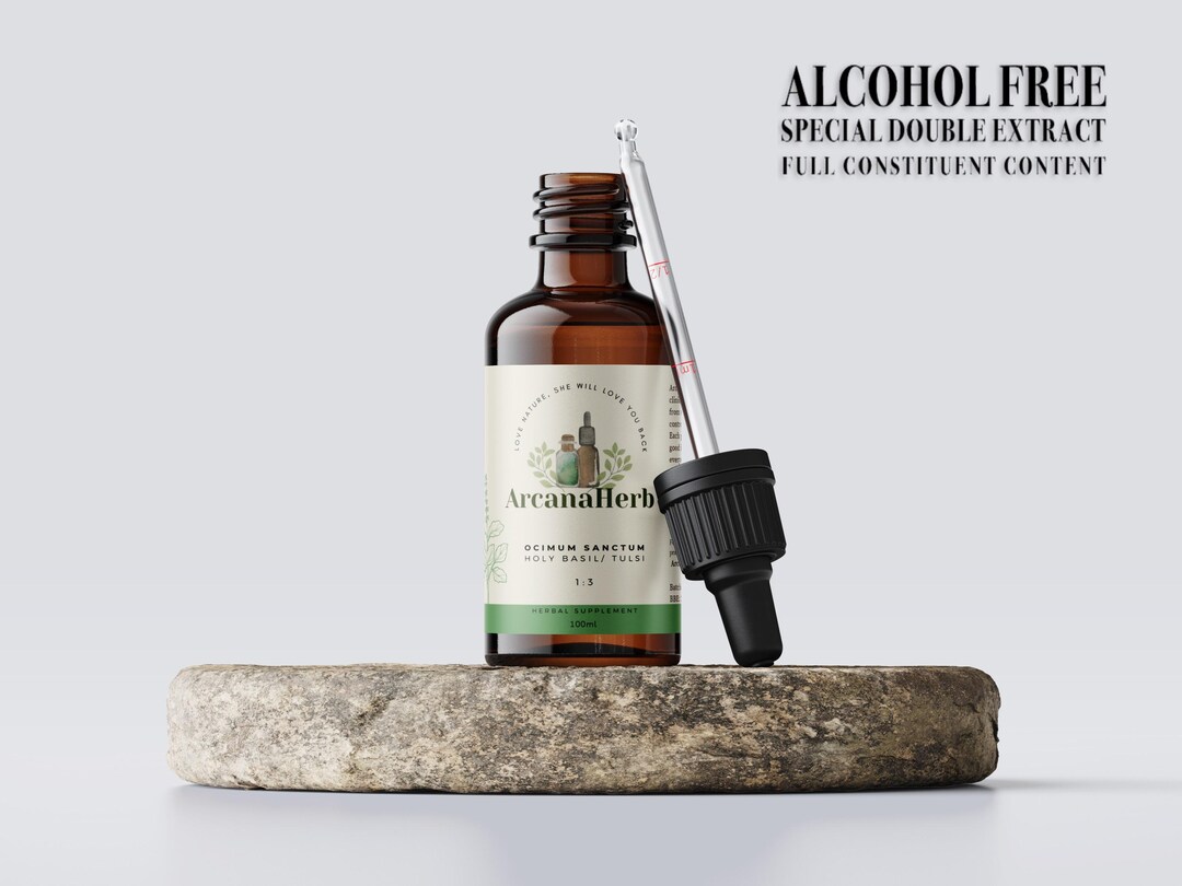 Holy Basil, Alcohol Free Tulsi. Ocimum Sanctum 1:3 Special Glycerine ...