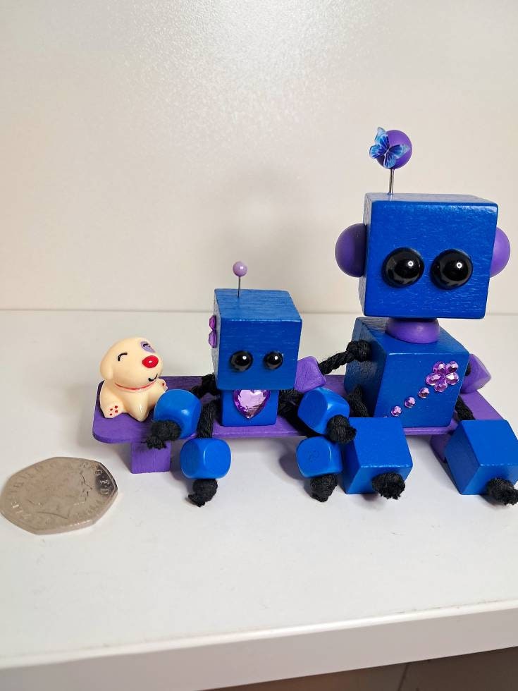 Wooden Robots, Block Bots, Figurines, Small Geeky Nerdy Cute Gifts ...