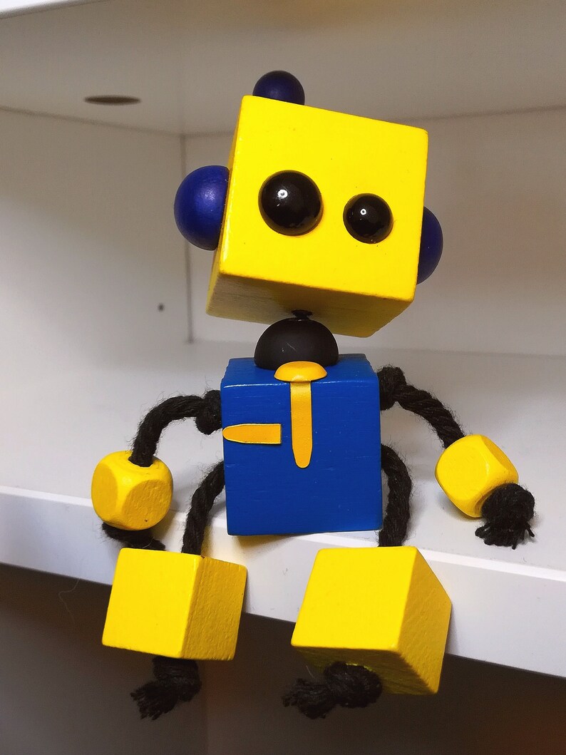 Wooden Robots, Robots, Block Bots, Figurines, Small Geeky Nerdy Cute ...