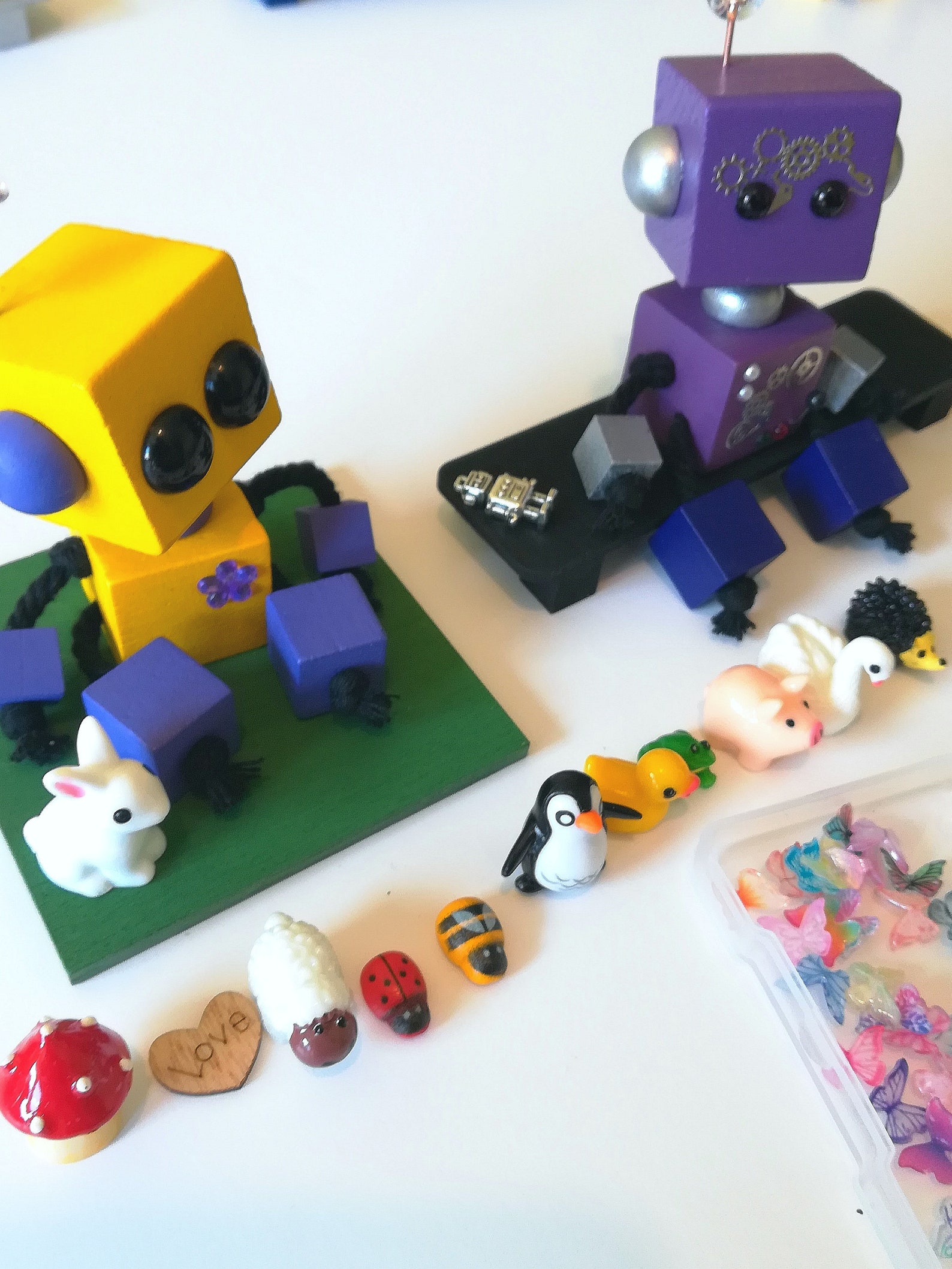 Wooden Robots, Robots, Block Bots, Figurines, Small Geeky Nerdy Cute ...
