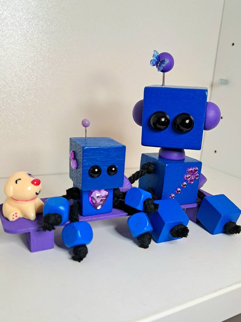 Wooden Robots, Block Bots, Figurines, Small Geeky Nerdy Cute Gifts ...