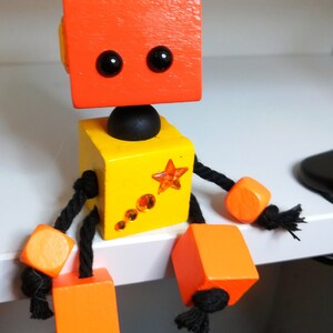 Wooden Robots, Buddies, Block Bots, Decoration, Figurines, Small Cute ...