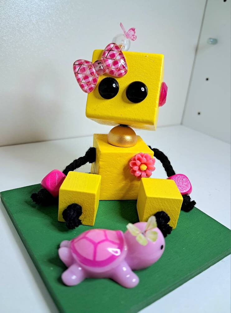 Wooden Robots, Block Bots, Figurines, Small Geeky Nerdy Cute Gifts ...