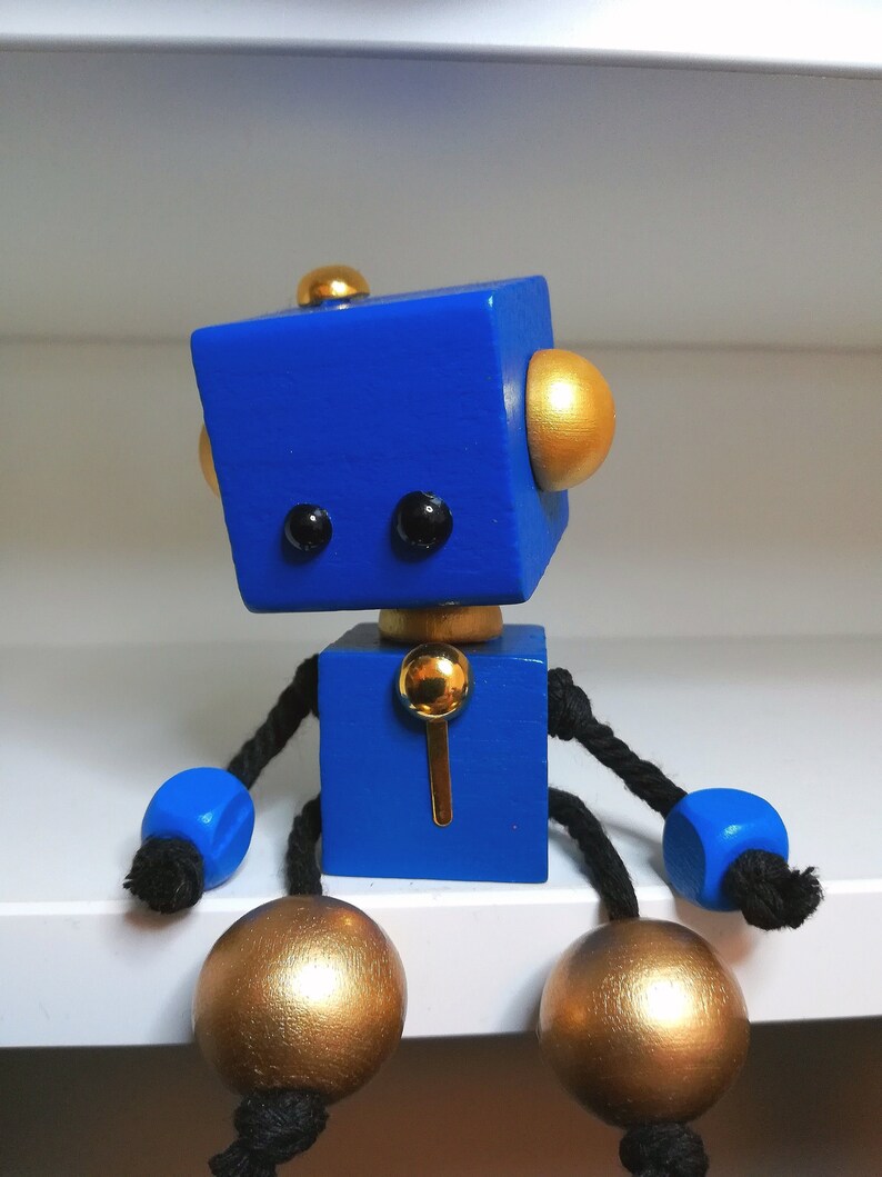 Wooden Robots, Robots, Block Bots, Figurines, Small Geeky Nerdy Cute ...