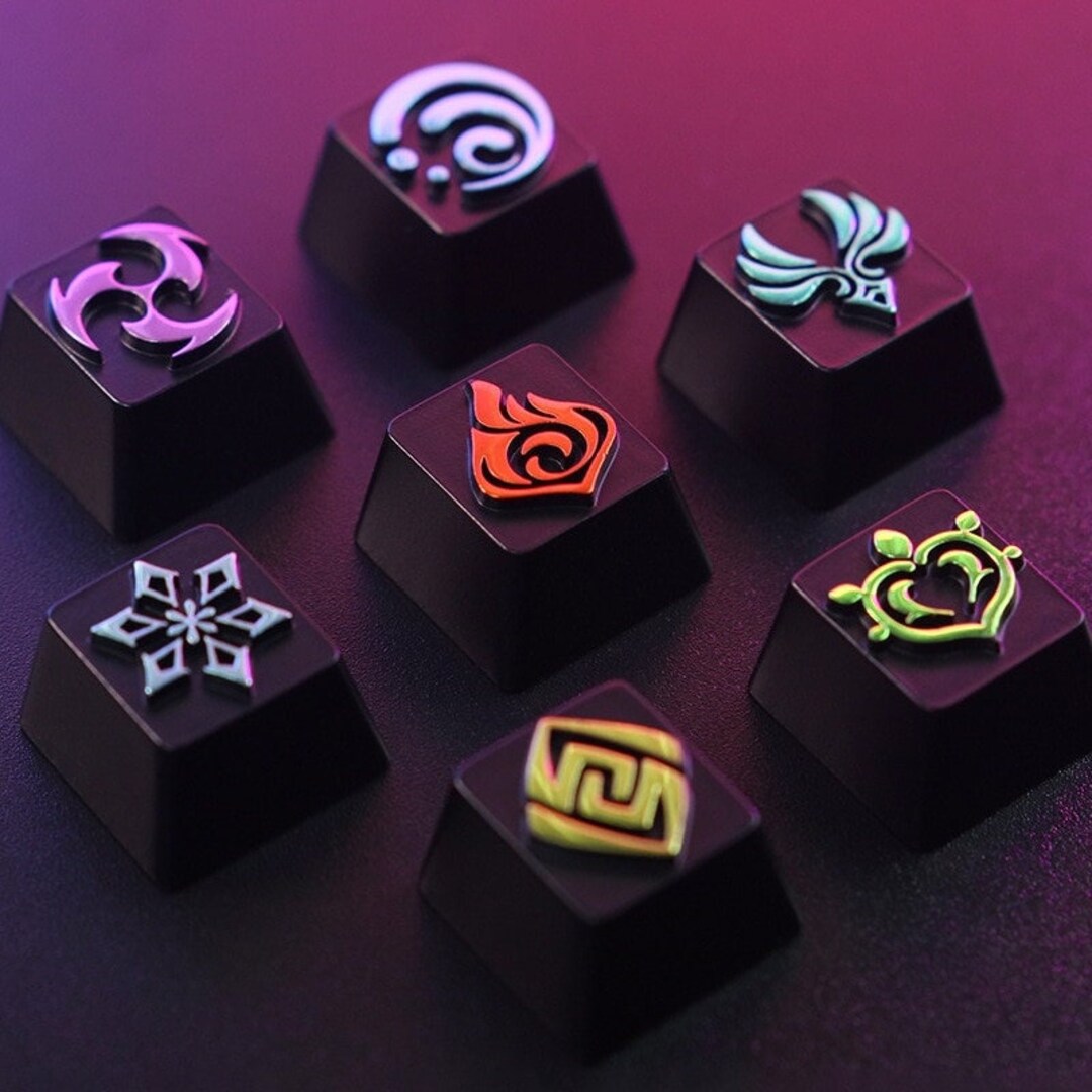 Genshin Impact Metal Embossed Artisan Keycap Genshin Element Keycap Set ...