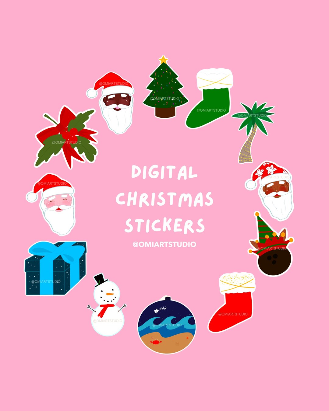 Christmas Digital Stickers | Clipart | Festive Holiday Planner Stickers ...