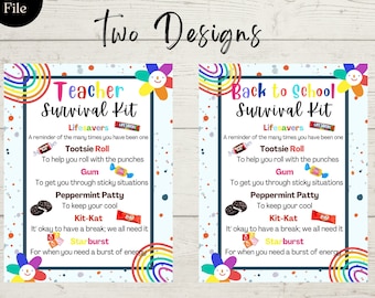 Printable Staff Survival Kit Digital Download Gift Tag Teacher - Etsy