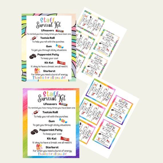 Printable Staff Survival Kit Digital Download Gift Tag Teacher - Etsy