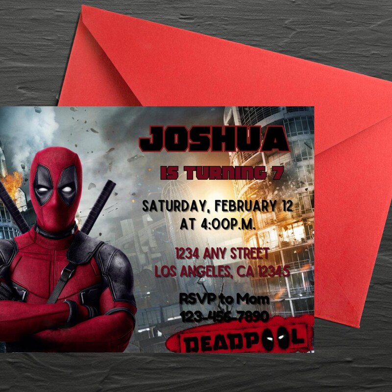 Invitacion deadpool - Etsy México