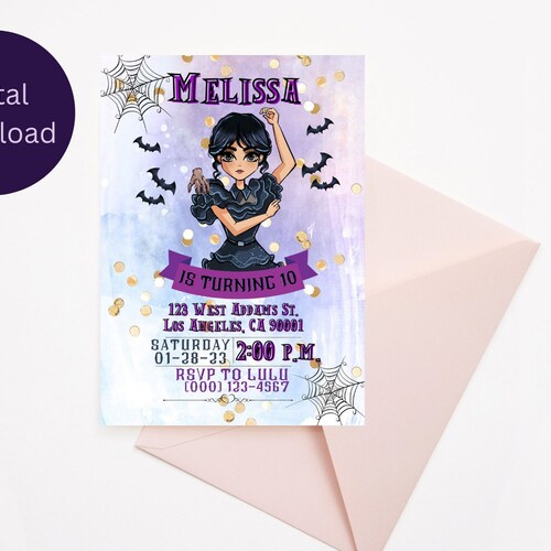 Wednesday Addams Birthday Invitation Wednesday Invitation - Etsy