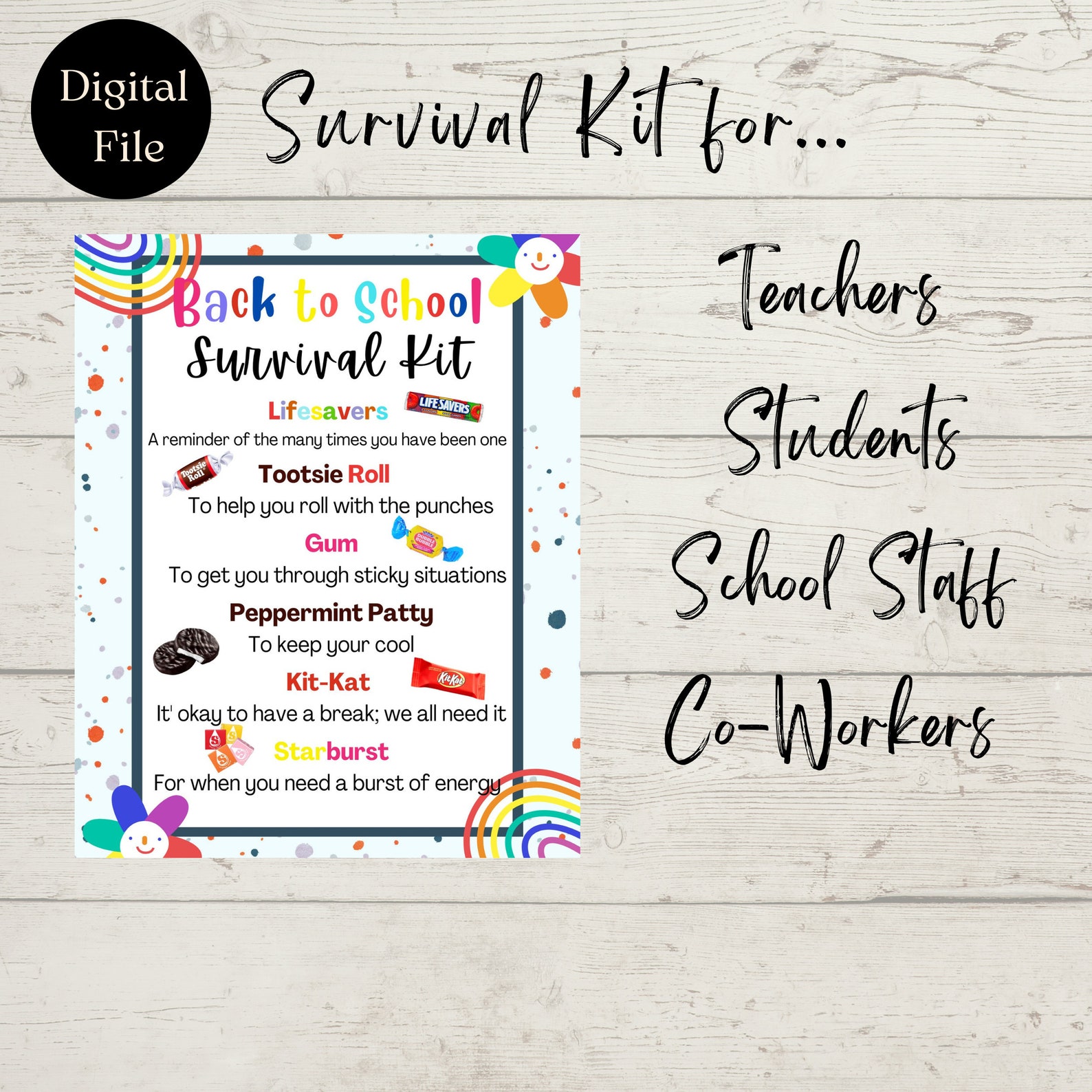 Printable Staff Candy Survival Kit Digital Download Gift Tag - Etsy