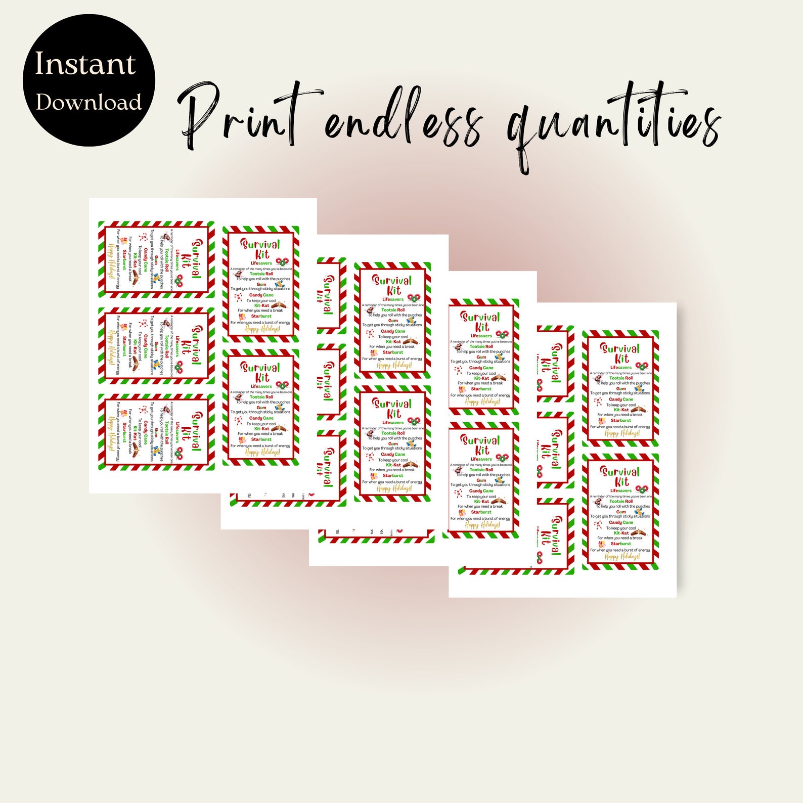 Printable Staff Survival Kit Digital Download Gift Tag Teacher ...