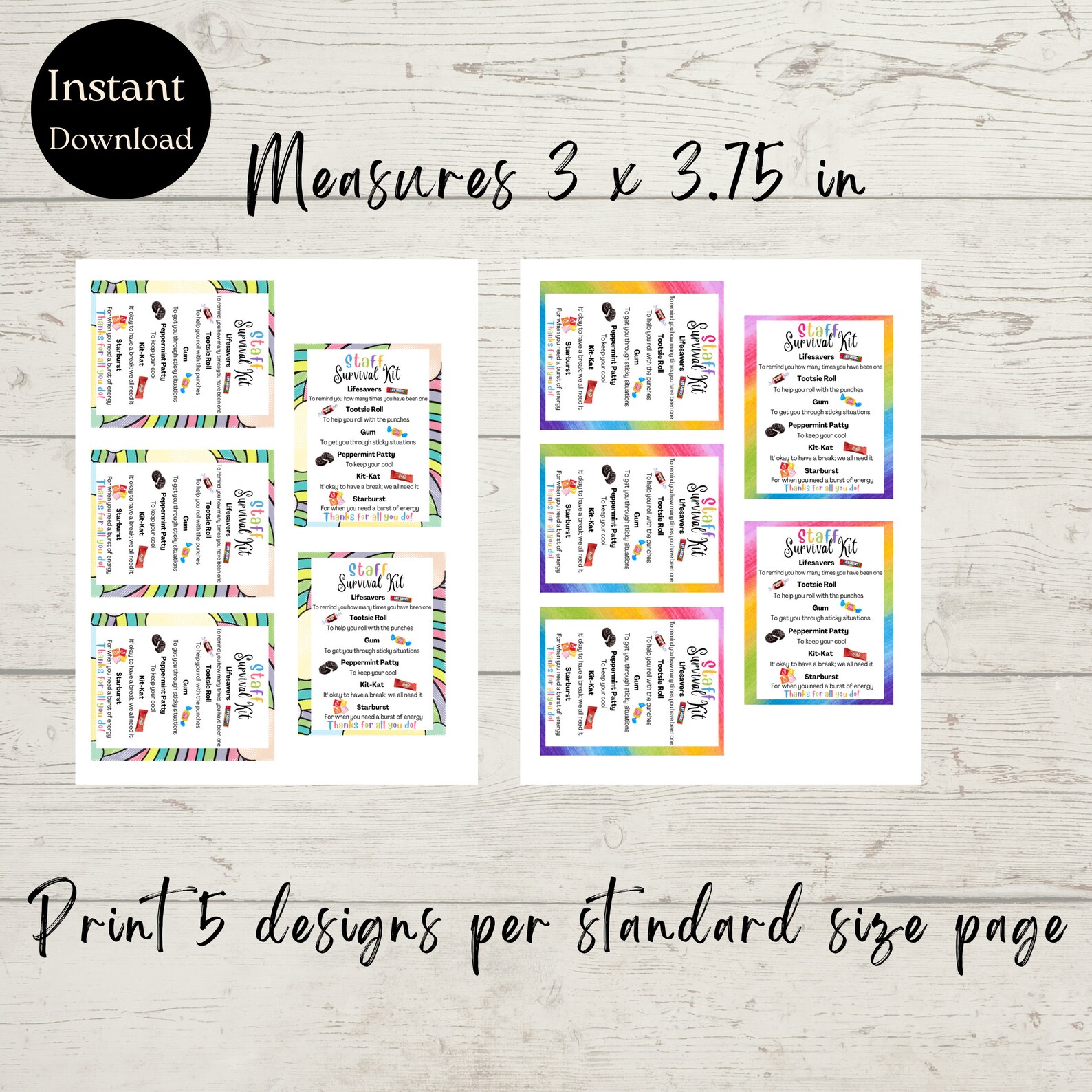 Printable Staff Survival Kit Digital Download Gift Tag Teacher - Etsy