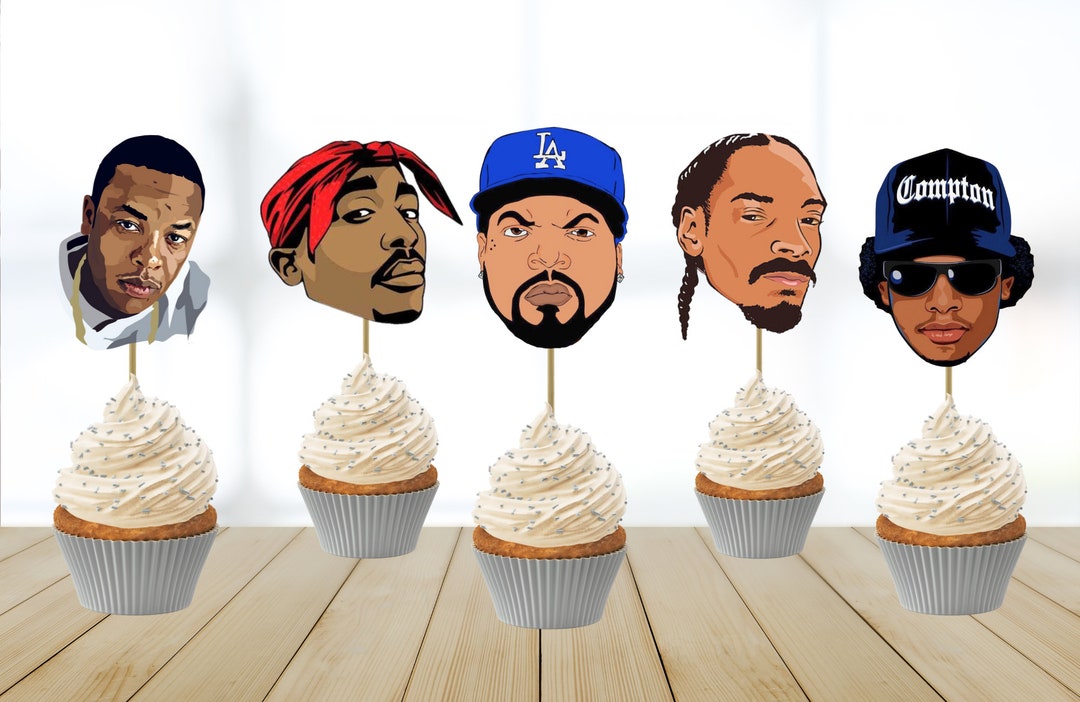 West Coast Rappers Cupcake Toppers, 90s Birthday Party, Hip Hop Cupcake ...