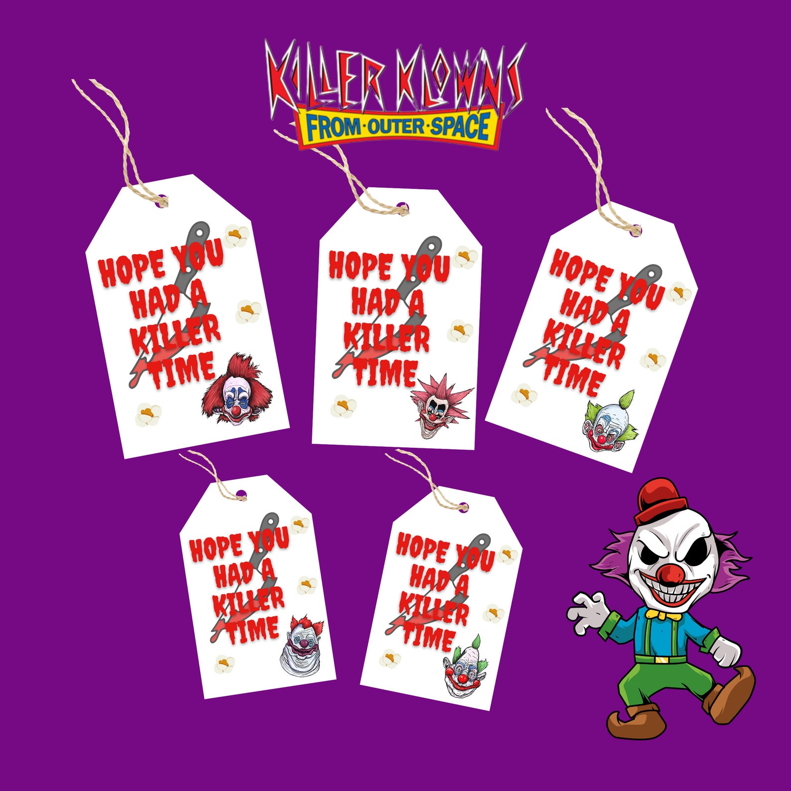 Killer Klowns From Outer Space Gift Tags Horror Movie Party - Etsy