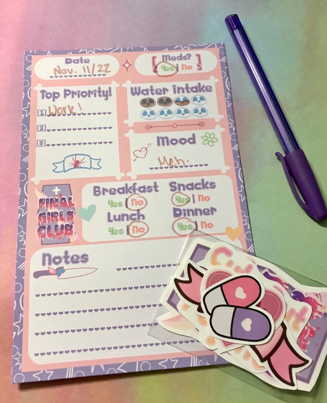 Final Girls Club Daily Planner Cute & Aesthetic Includes - Etsy