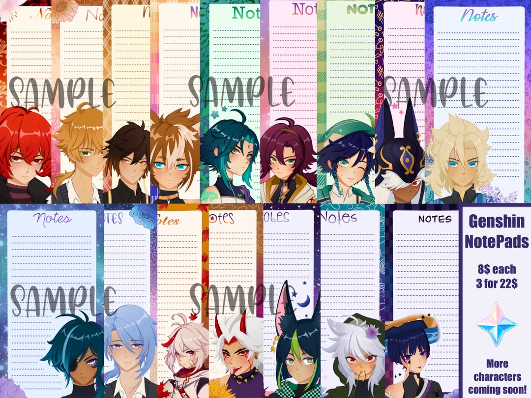 Genshin Inspired Note Pads || *added: Baizhu & Freminet! - Etsy