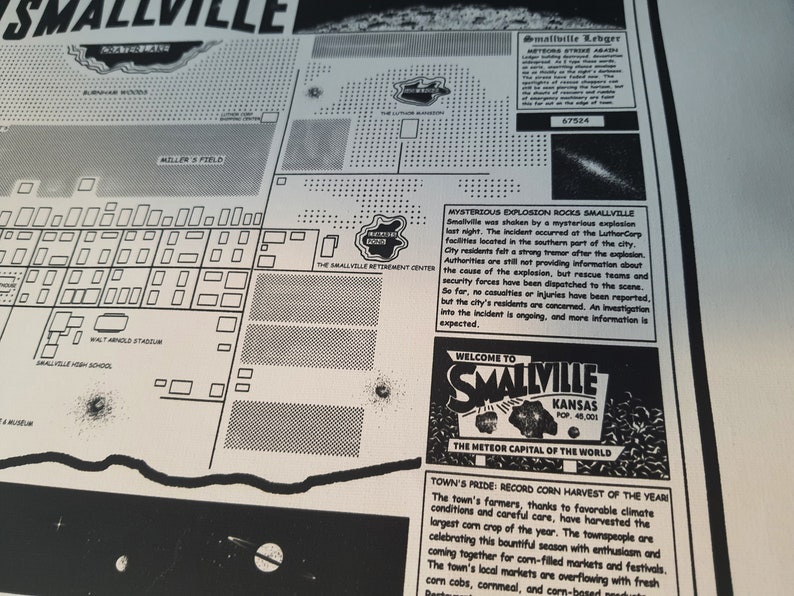 Smallville Fan Art Map: Clark Kent's Hometown Illustrated Poster ...