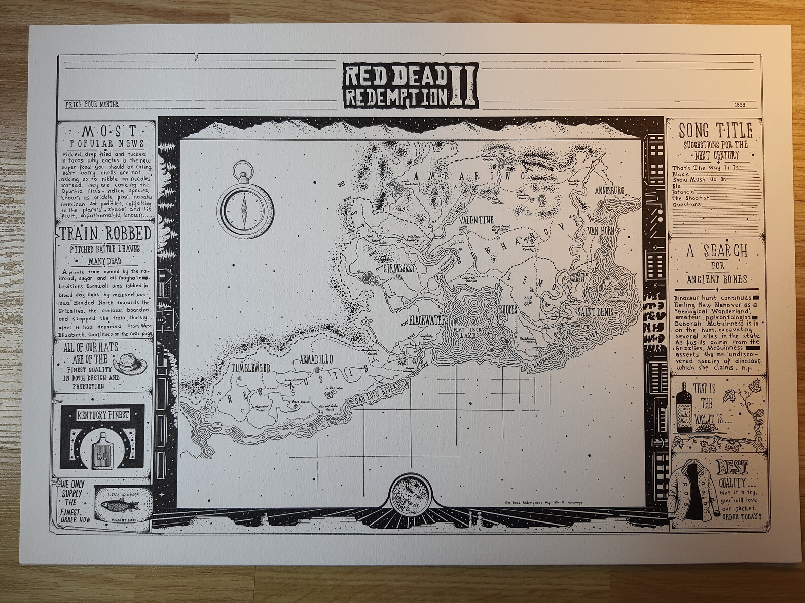 Hand Drawn Red Dead Redemption Map - Etsy UK