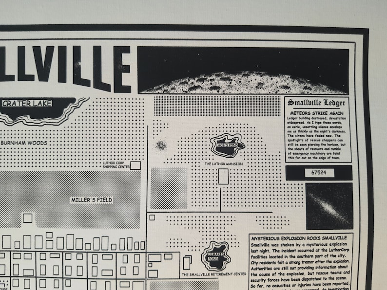 Smallville Fan Art Map: Clark Kent's Hometown Illustrated Poster ...
