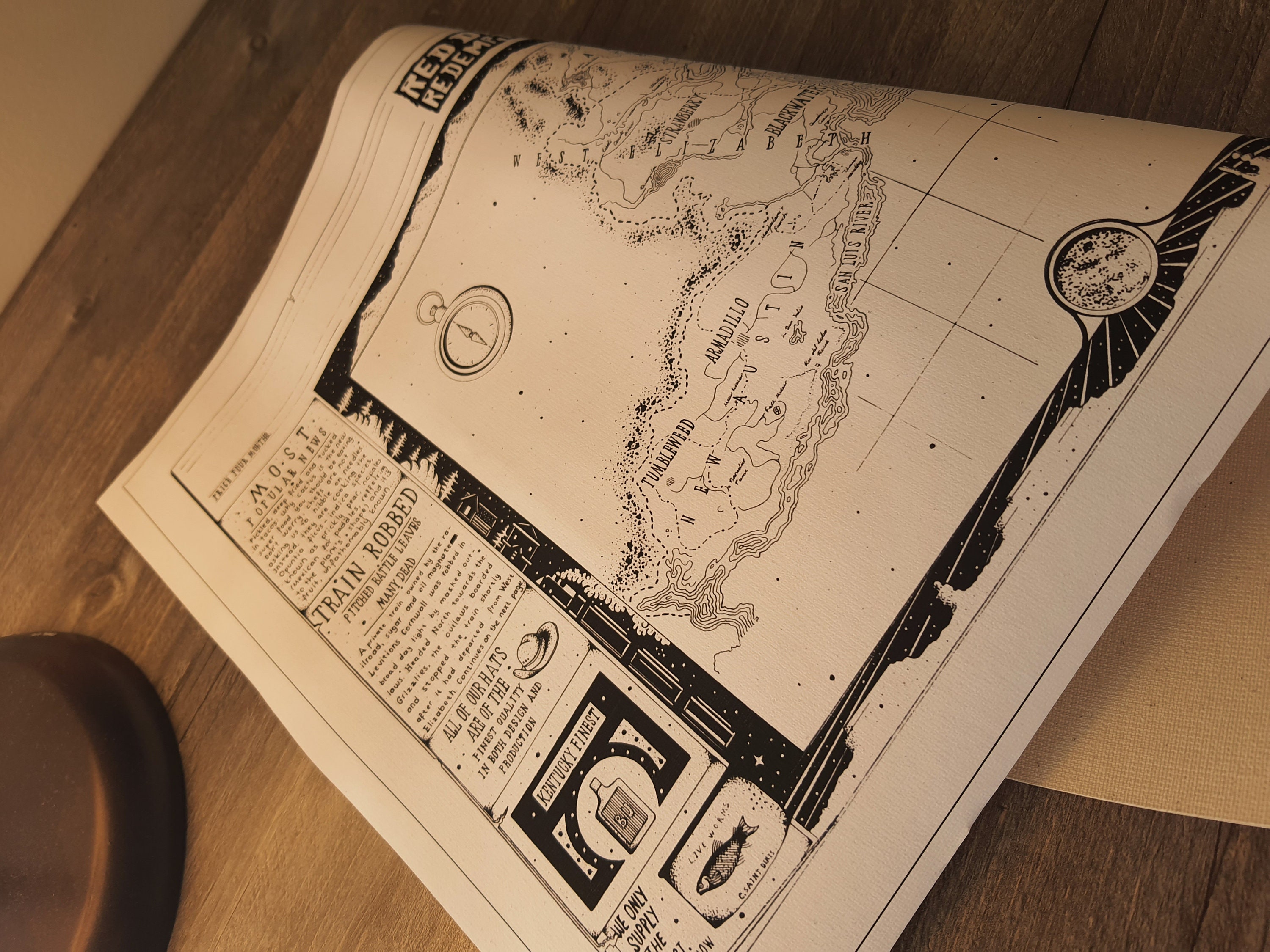 Hand Drawn Red Dead Redemption Map - Etsy UK