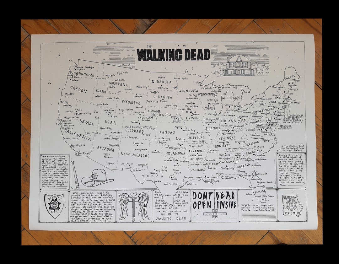 Hand Drawn the WALKİNG DEAD Map - Etsy