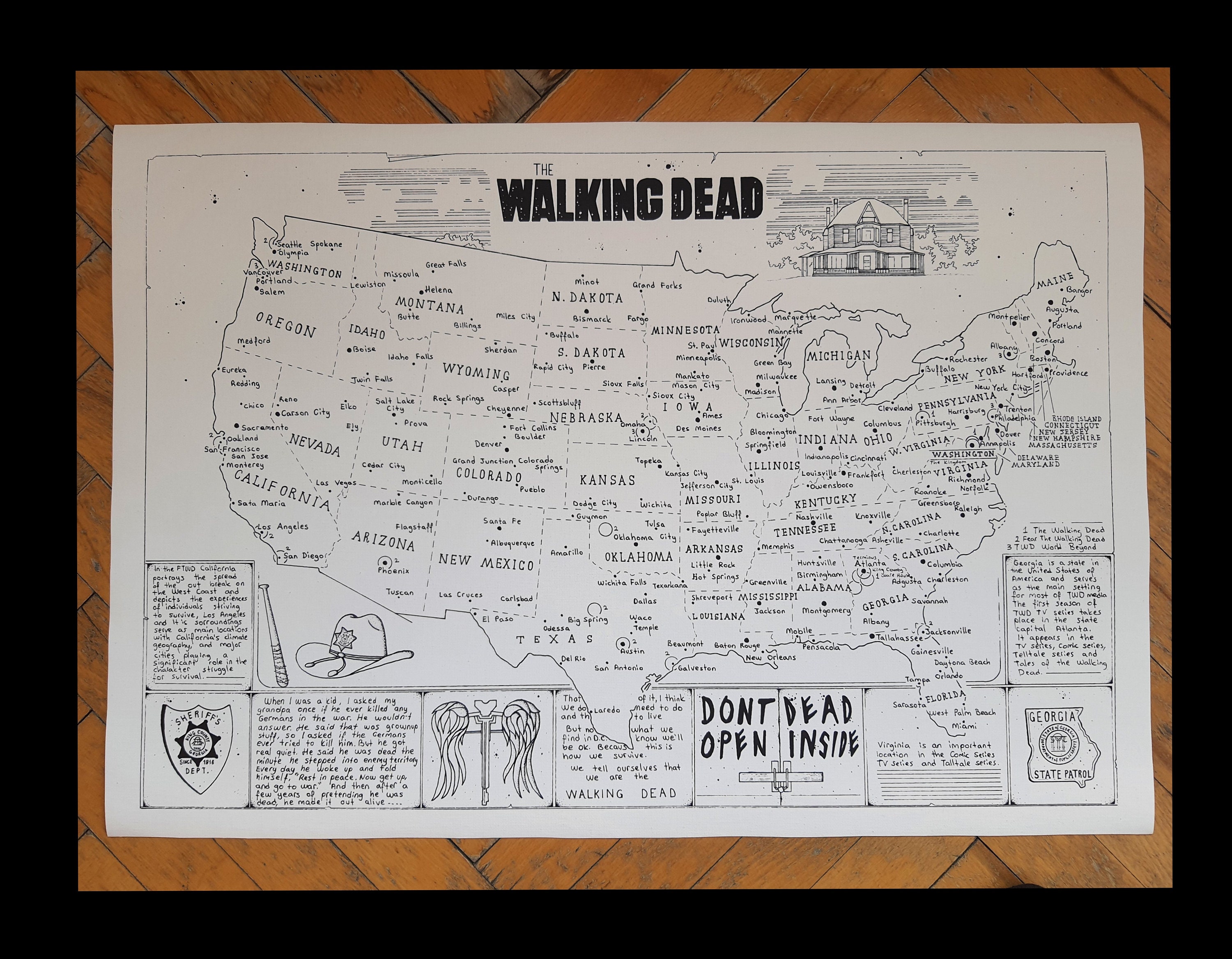 Hand Drawn the WALKİNG DEAD Map - Etsy Canada