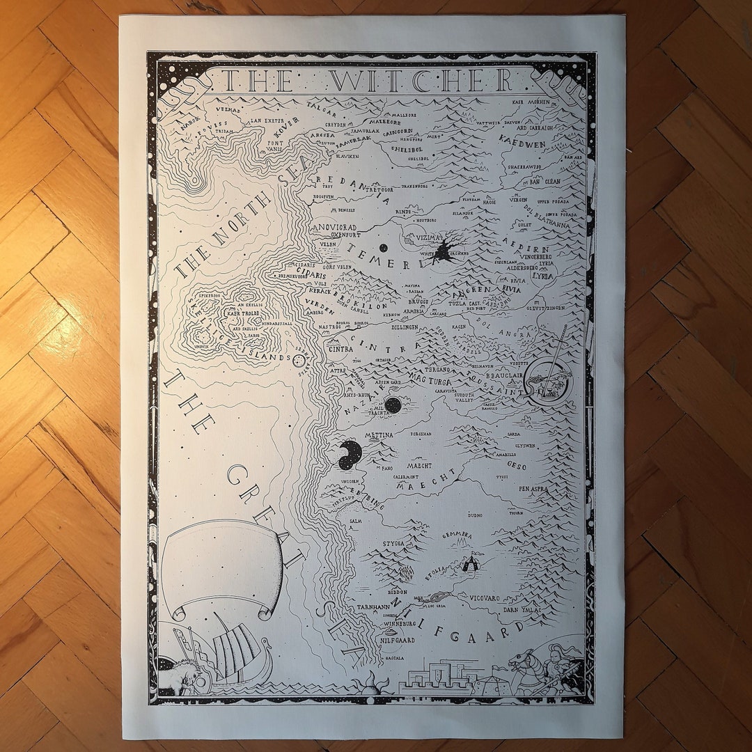 The Witcher Hand Drawn Map - Etsy