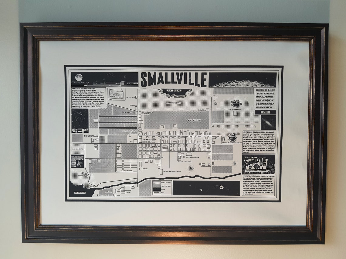 Smallville Map Art Print: Clark Kent's Hometown on Cotton Canvas - Etsy
