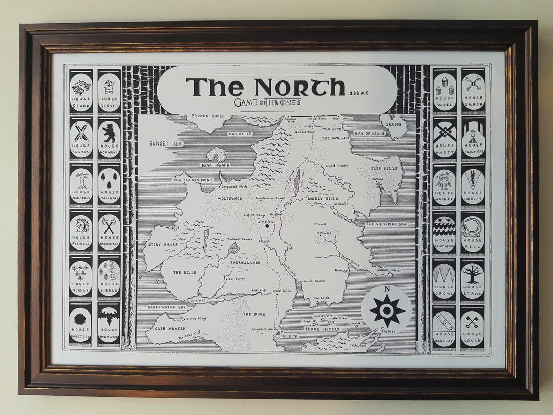 Hand Drawn Game of Thrones the North Map - Etsy