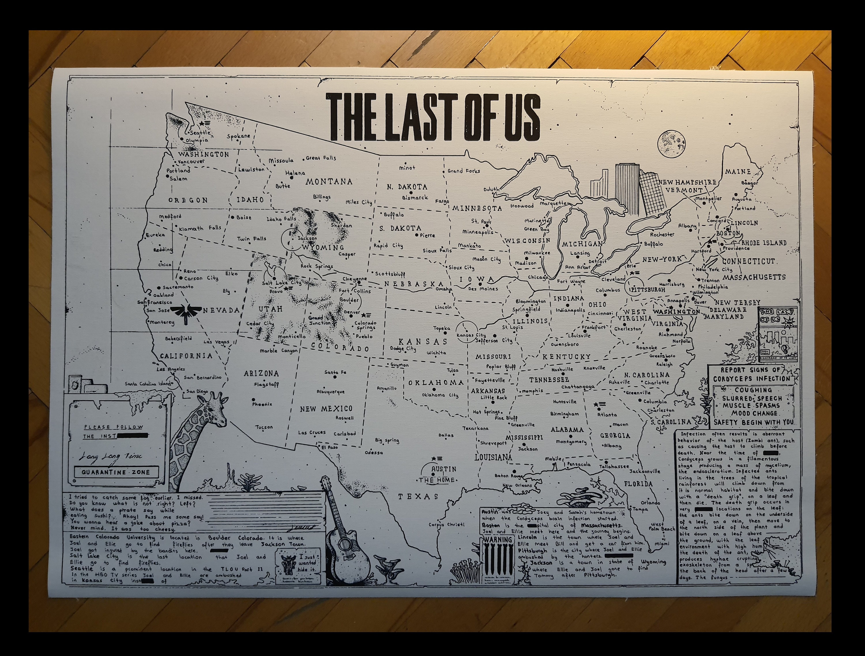 Hand Drawn the Last of Us Map - Etsy Canada