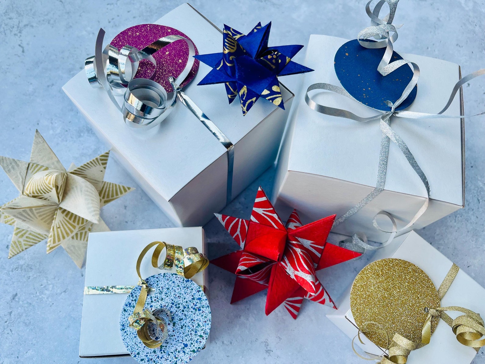 Small Christmas Tree Stars, Paper Star Ornament, Handmade Ornament ...