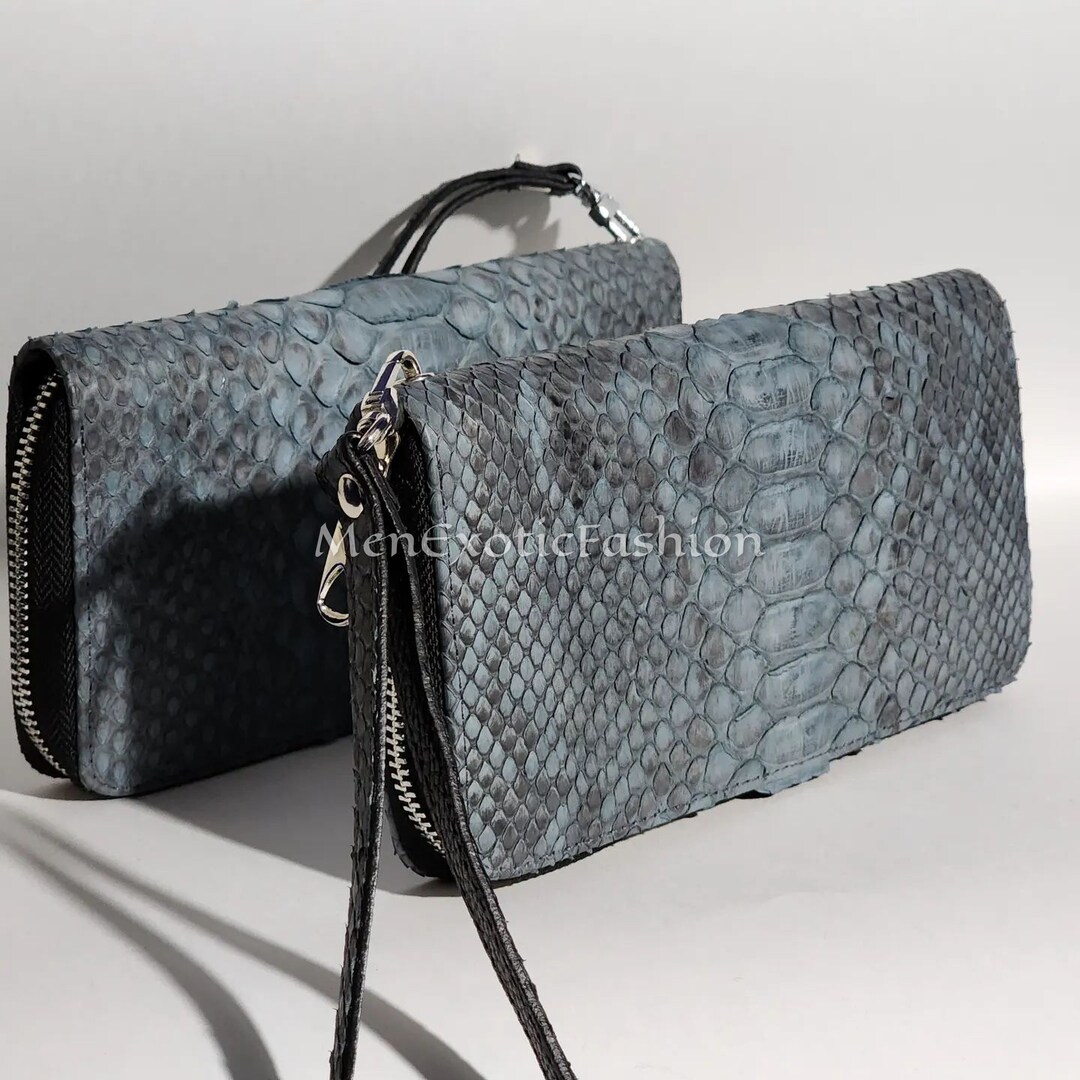 Gray Exotic Genuine Python Wallet, Leather Wallet, Snake Skin Wallet ...