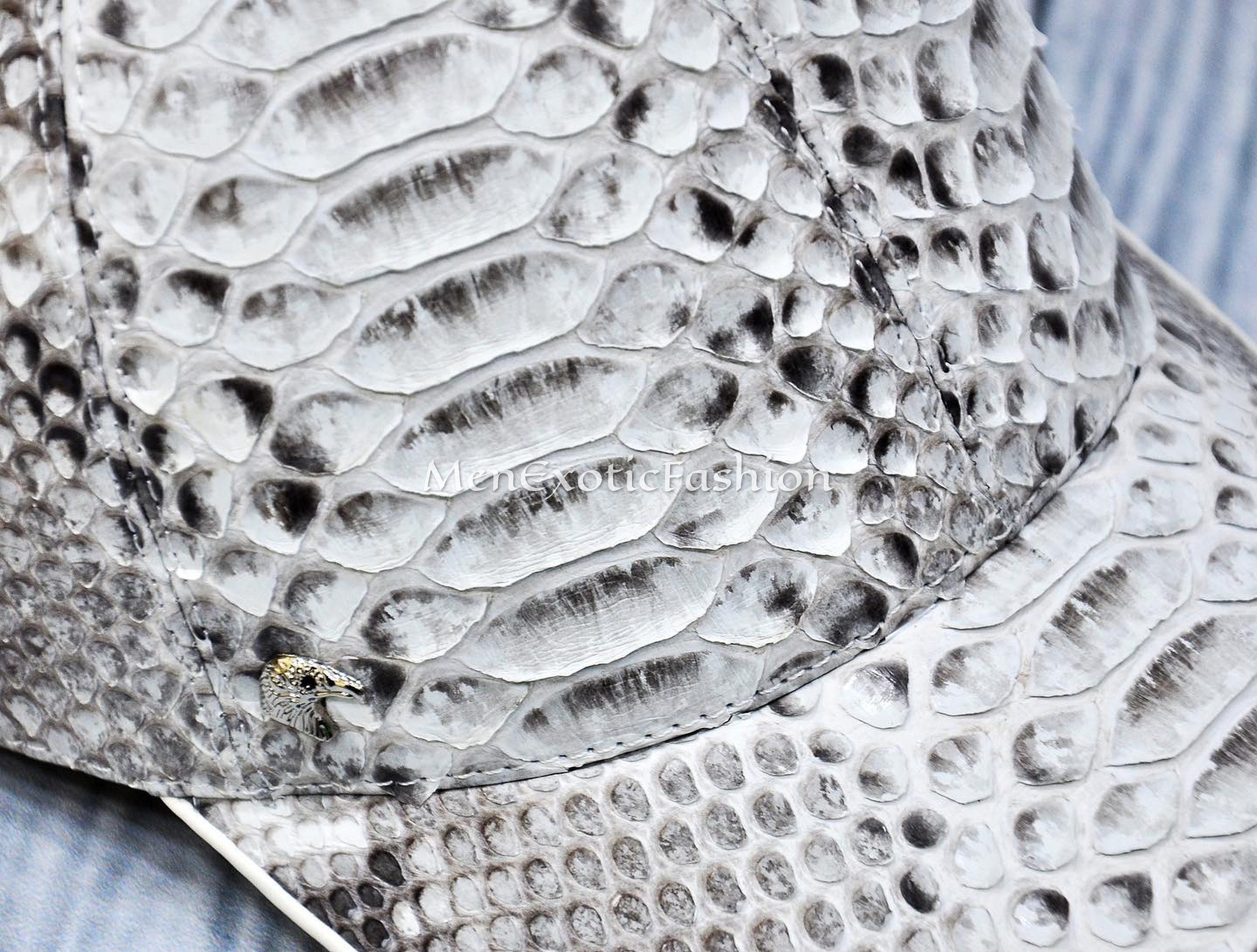 White Exotic Genuine Python Caps Python Hats Etsy
