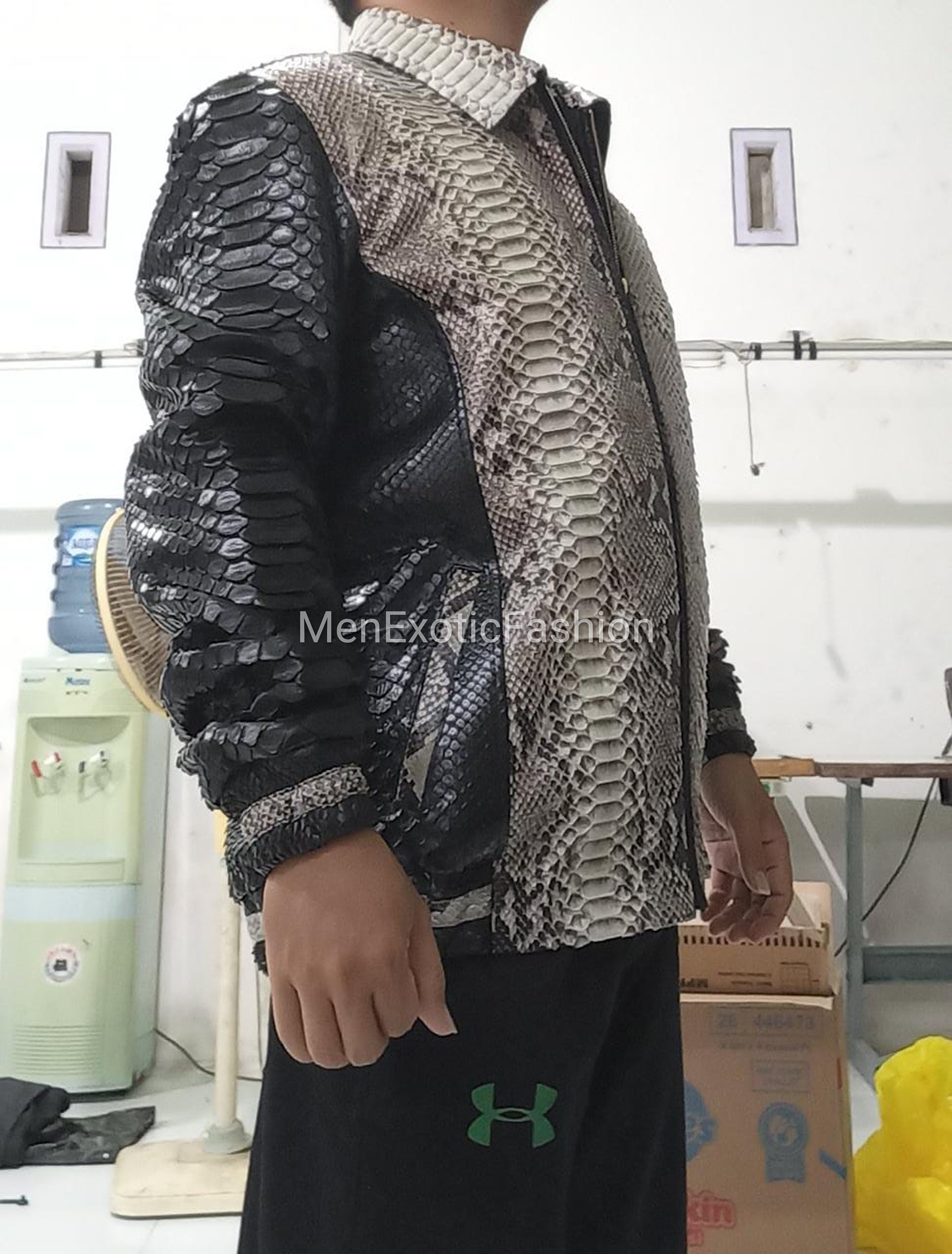 White and Black Exotic Genuine Python Jacket, Moto Jacket, Leather ...