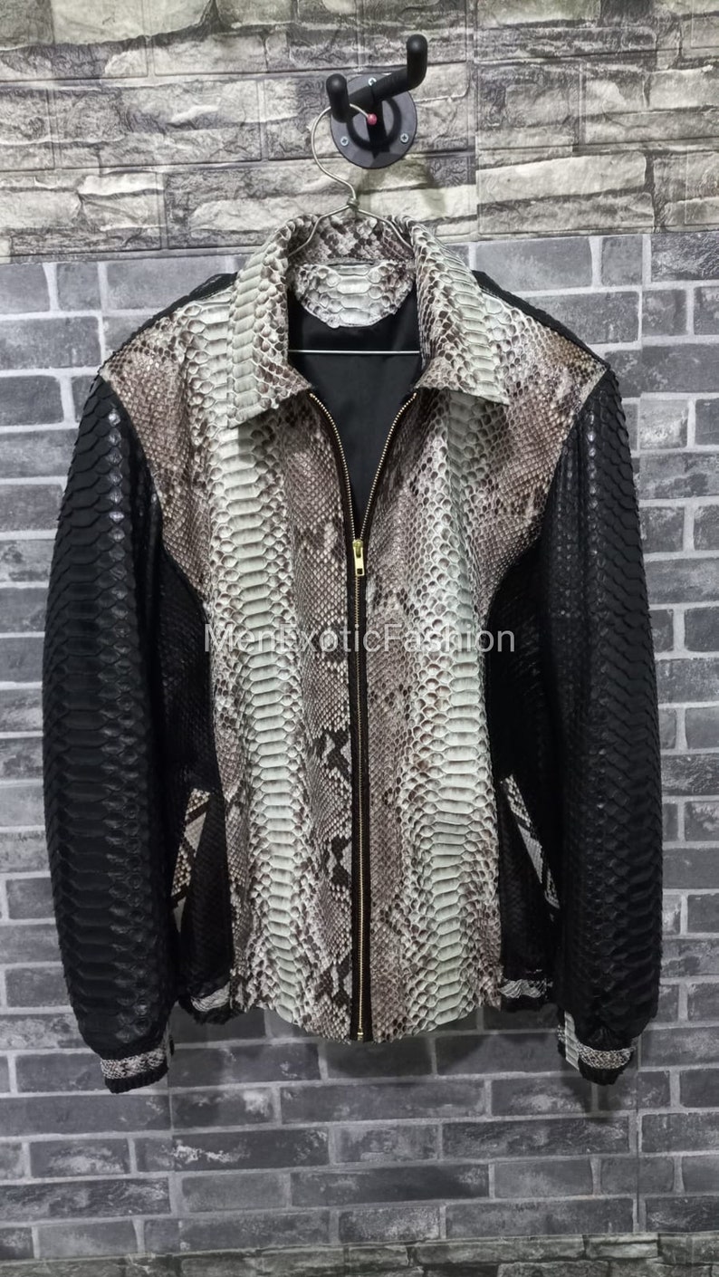 White and Black Exotic Genuine Python Jacket, Moto Jacket, Leather ...
