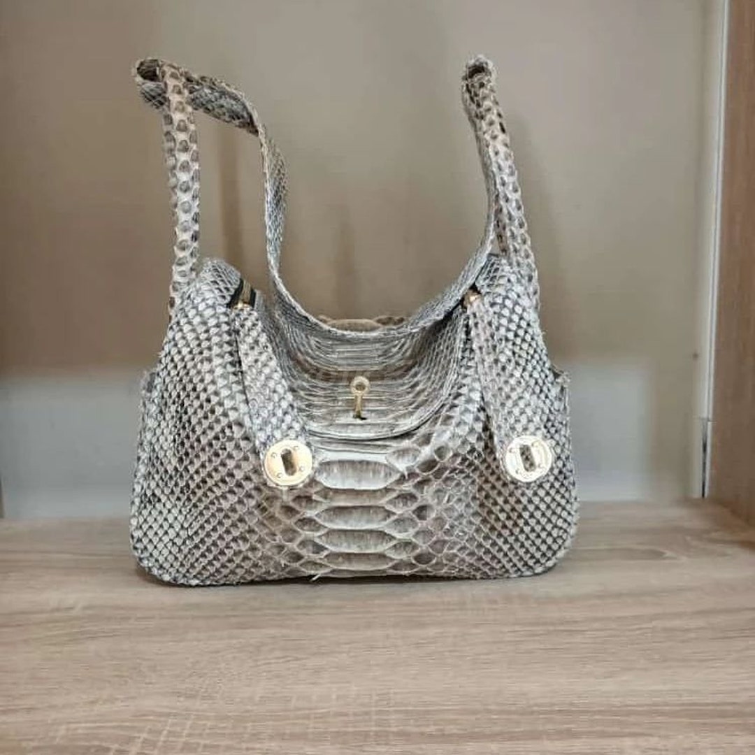 Gray Exotic Genuine Python Top Handle Bag Snake Skin Handbag Genuine ...