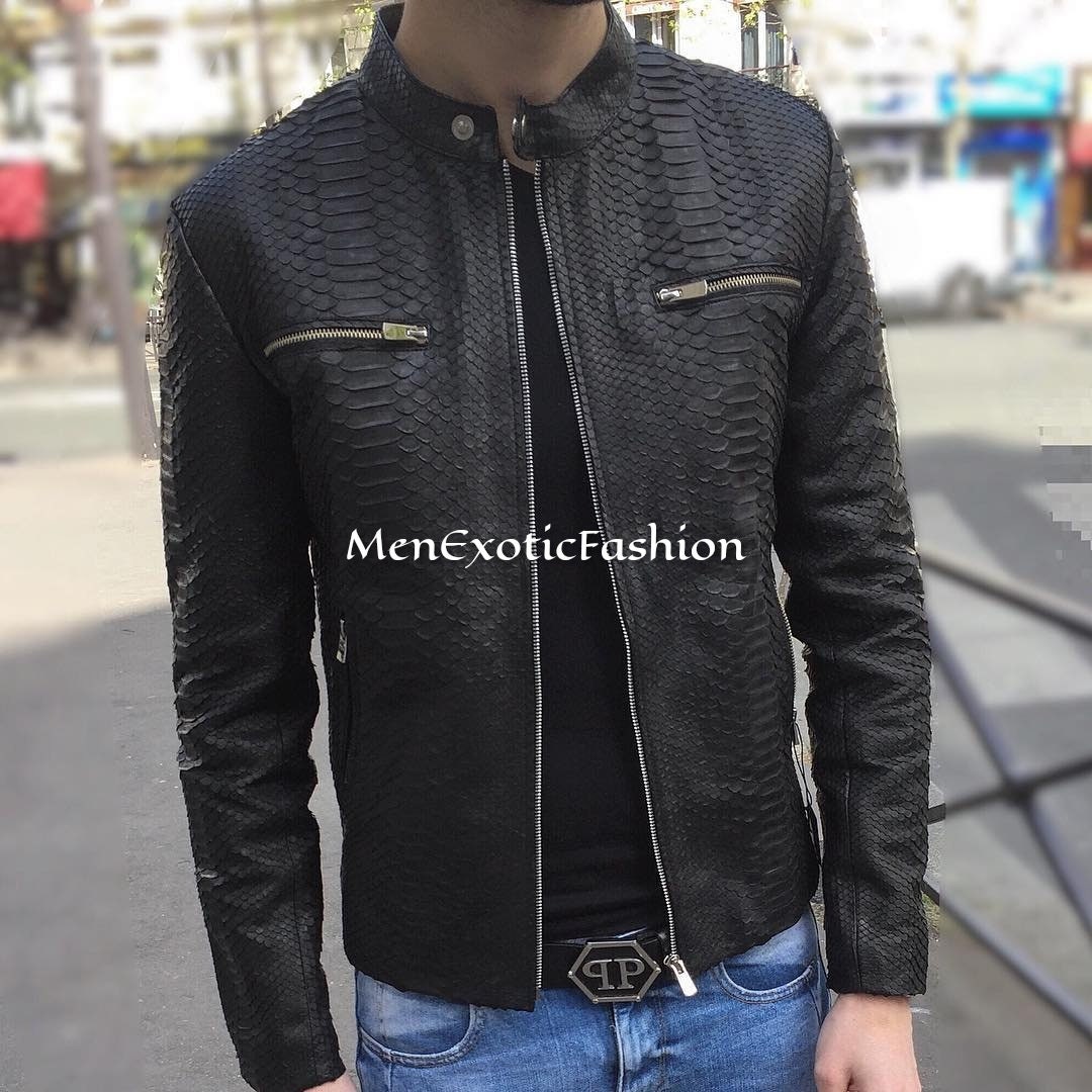 Viking Black Exotic Genuine Python Jacket,python Skin Purse,genuine ...