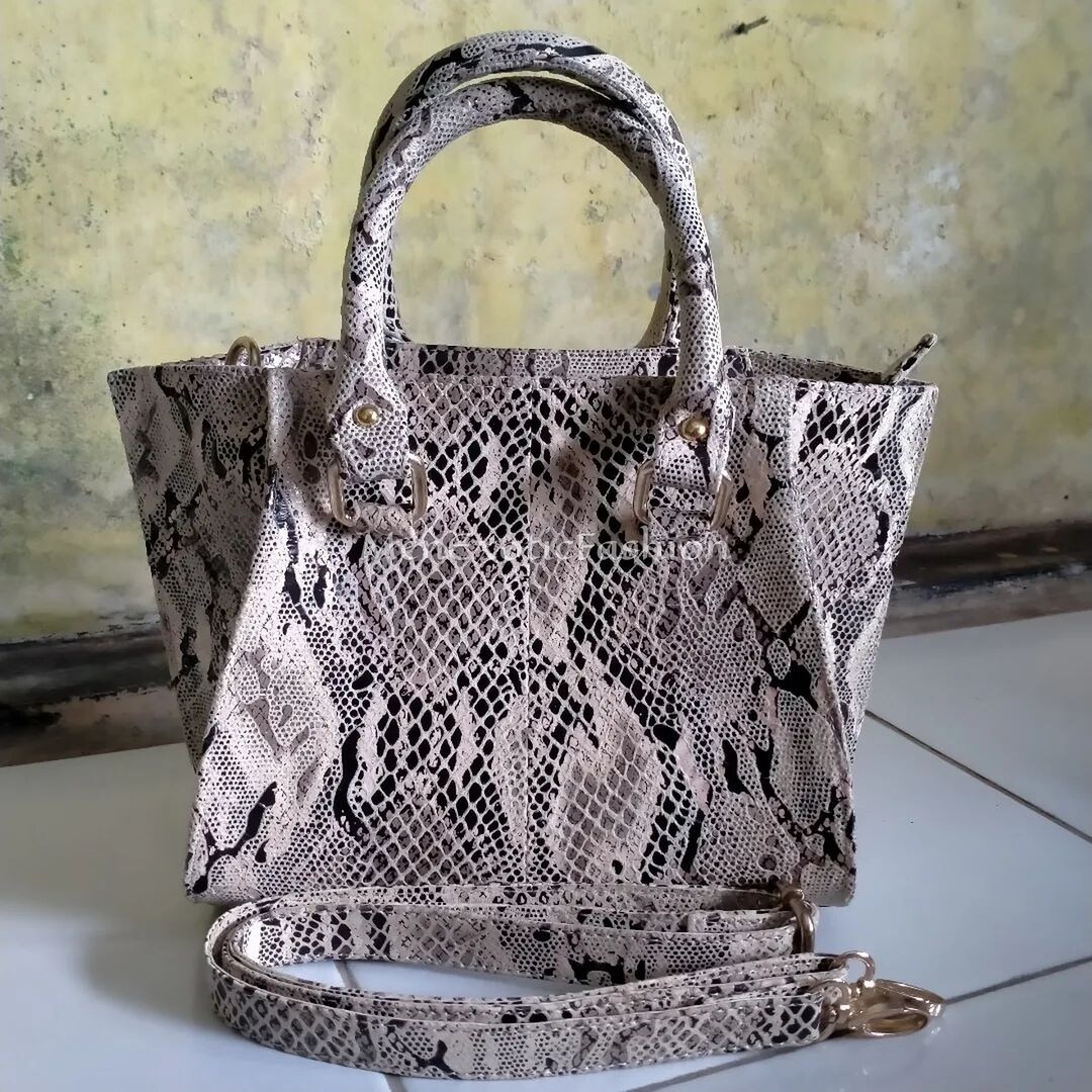 White Exotic Genuine Python Top Handle Bag, Leather Bag, Snake Skin Bag ...