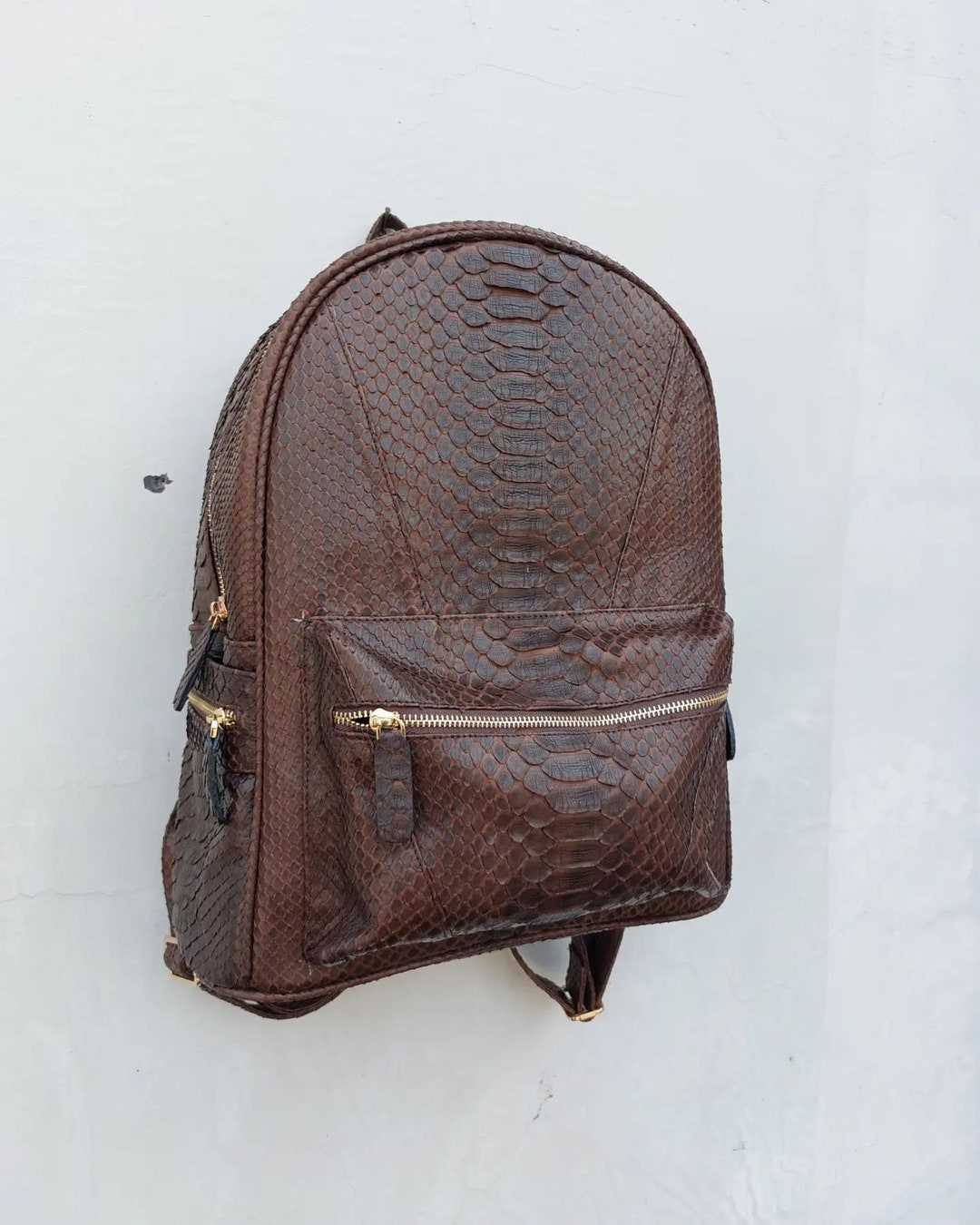 Brown Exotic Genuine Python Backpack, Leather Bag, Snake Skin Bag, Real ...