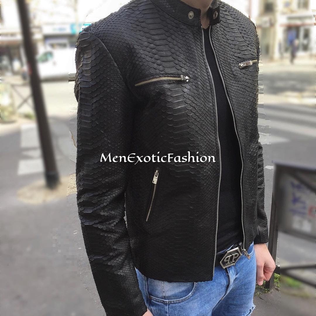 Viking Black Exotic Genuine Python Jacket,python Skin Purse,genuine ...