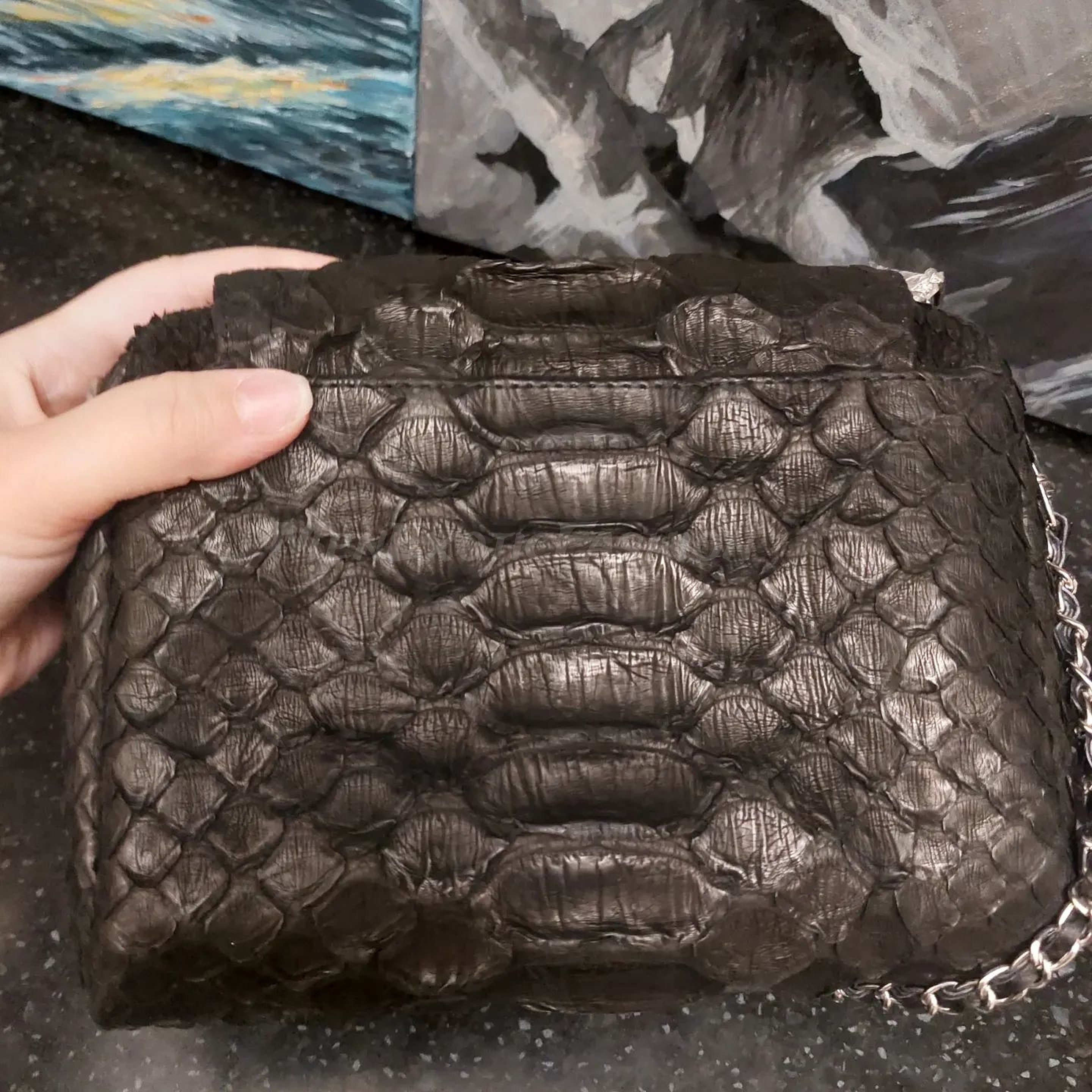 Dragon Black Exotic Genuine Python Shoulder Bag Snake Skin Handbag Genuine Python Handbag ...