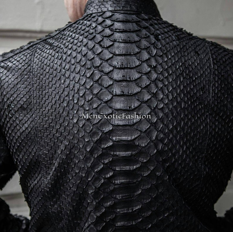 Dragon Black Exotic Genuine Python Jacket Real King Snake Skin Snake ...
