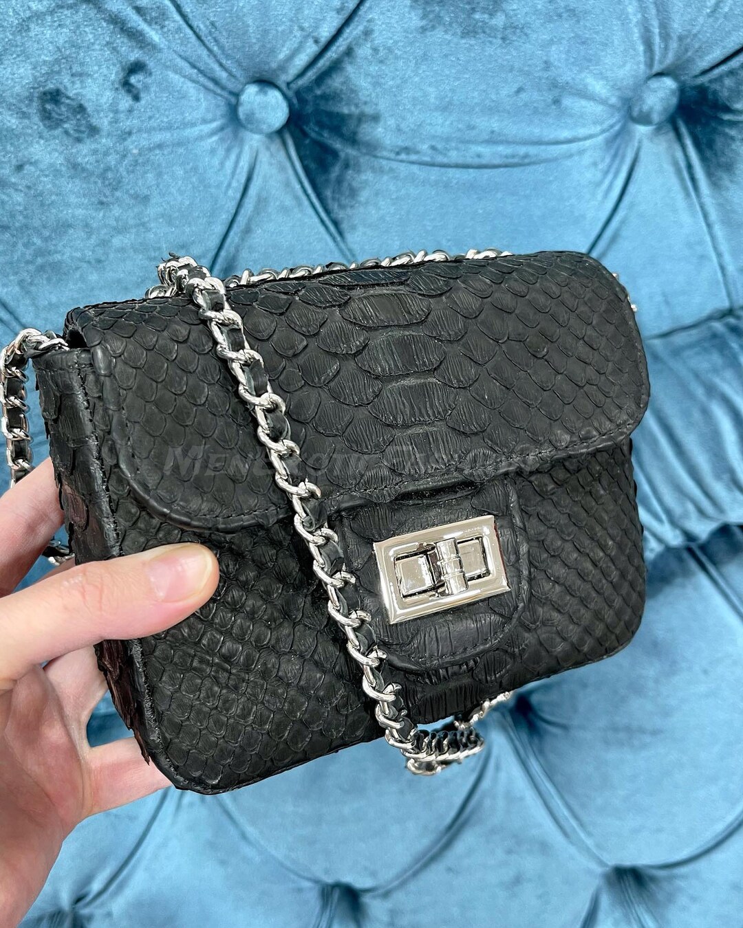 Dragon Black Exotic Genuine Python Shoulder Bag King Snake Skin Handbag ...
