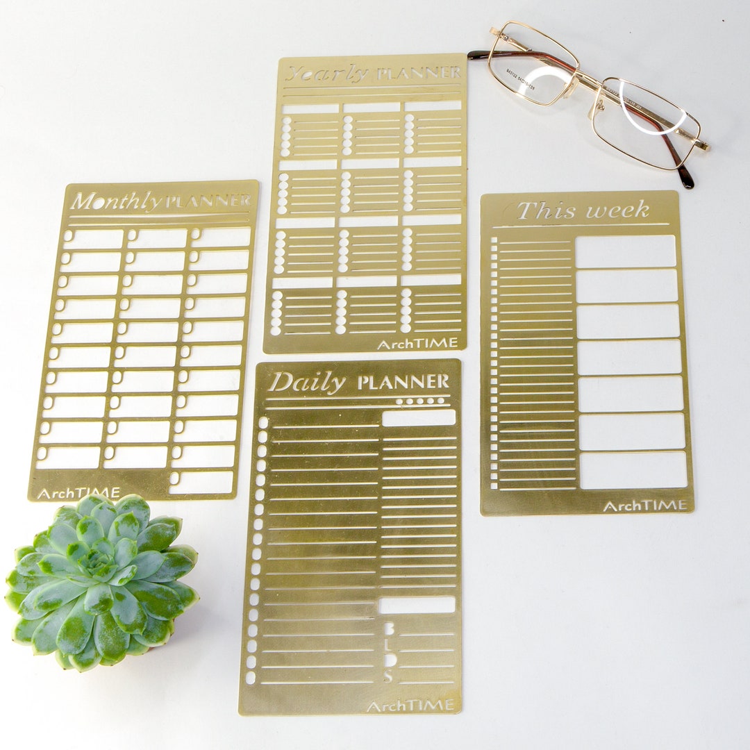 Planner Stencil, Bullet journal stencil,Set of 4 metal STENCILS, Yearly ...