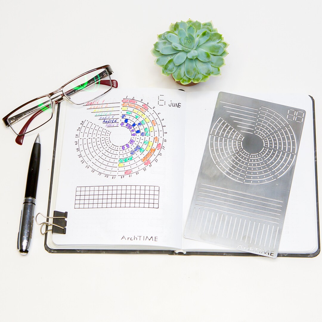 Metal Habit Tracker Stencil for Bullet Journals – 7 Habits Planner ...